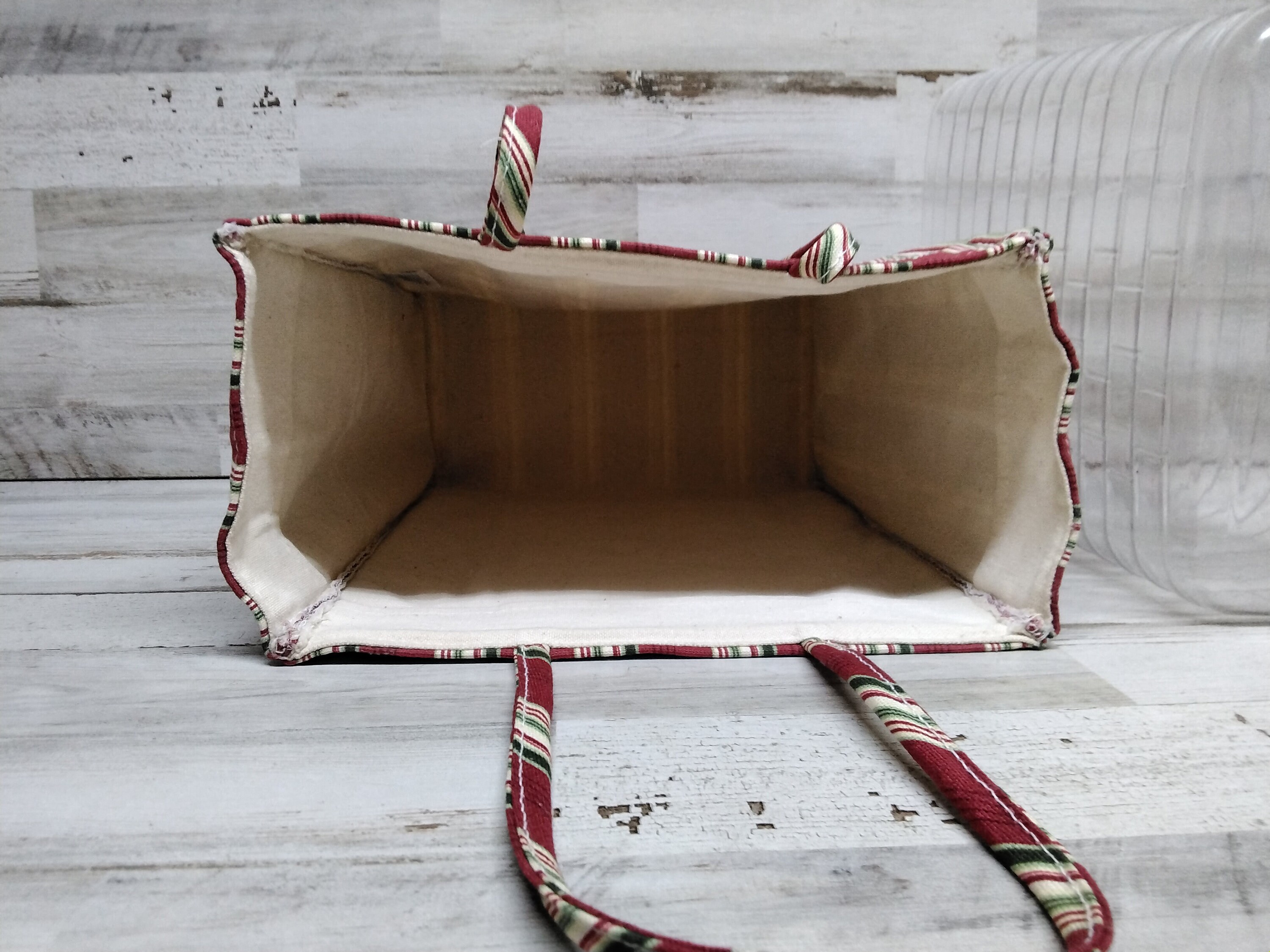 Longaberger Tote Bag Holiday Stripe Muslin Tote or Lunch Bag With ...