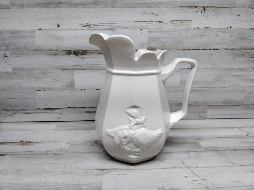 Vintage Ironstone Pitcher With Embossed Duck/goose / USA Ironstone ...