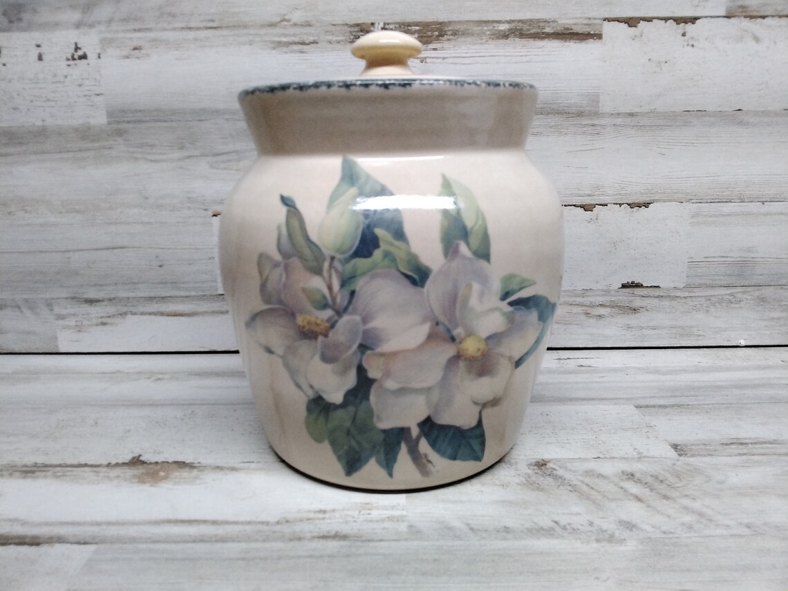 Home & Garden Party Magnolia Stoneware Canister / 2002 Garden - Etsy