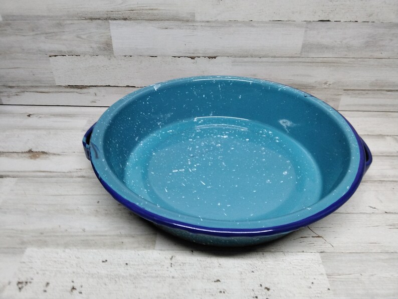 Vintage Large Enamel Dish Pan With Handles / Double Handle Pan ...