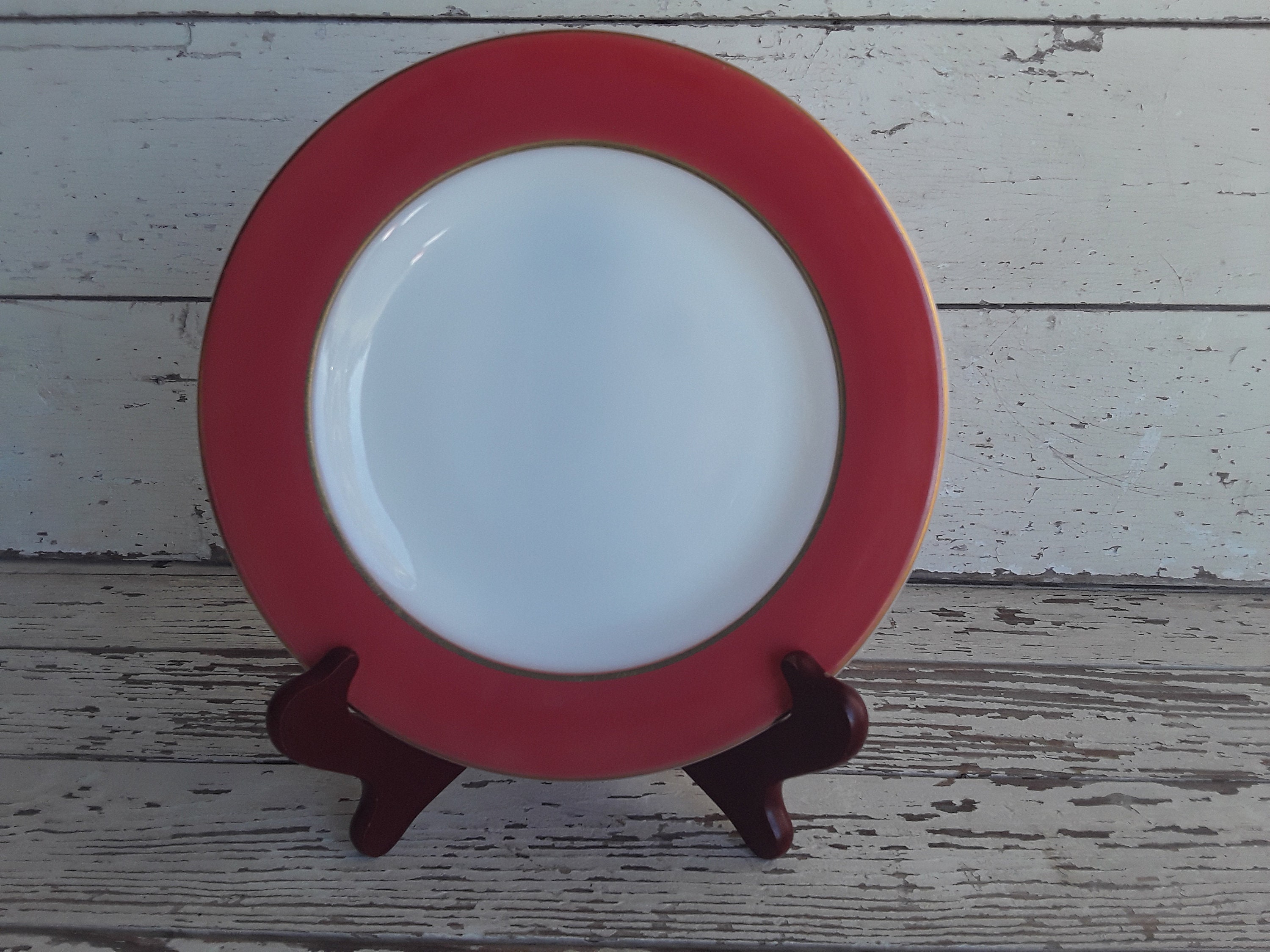 Vintage Pyrex Coral Band /gold Trim Plate Vintage PYREX - Etsy