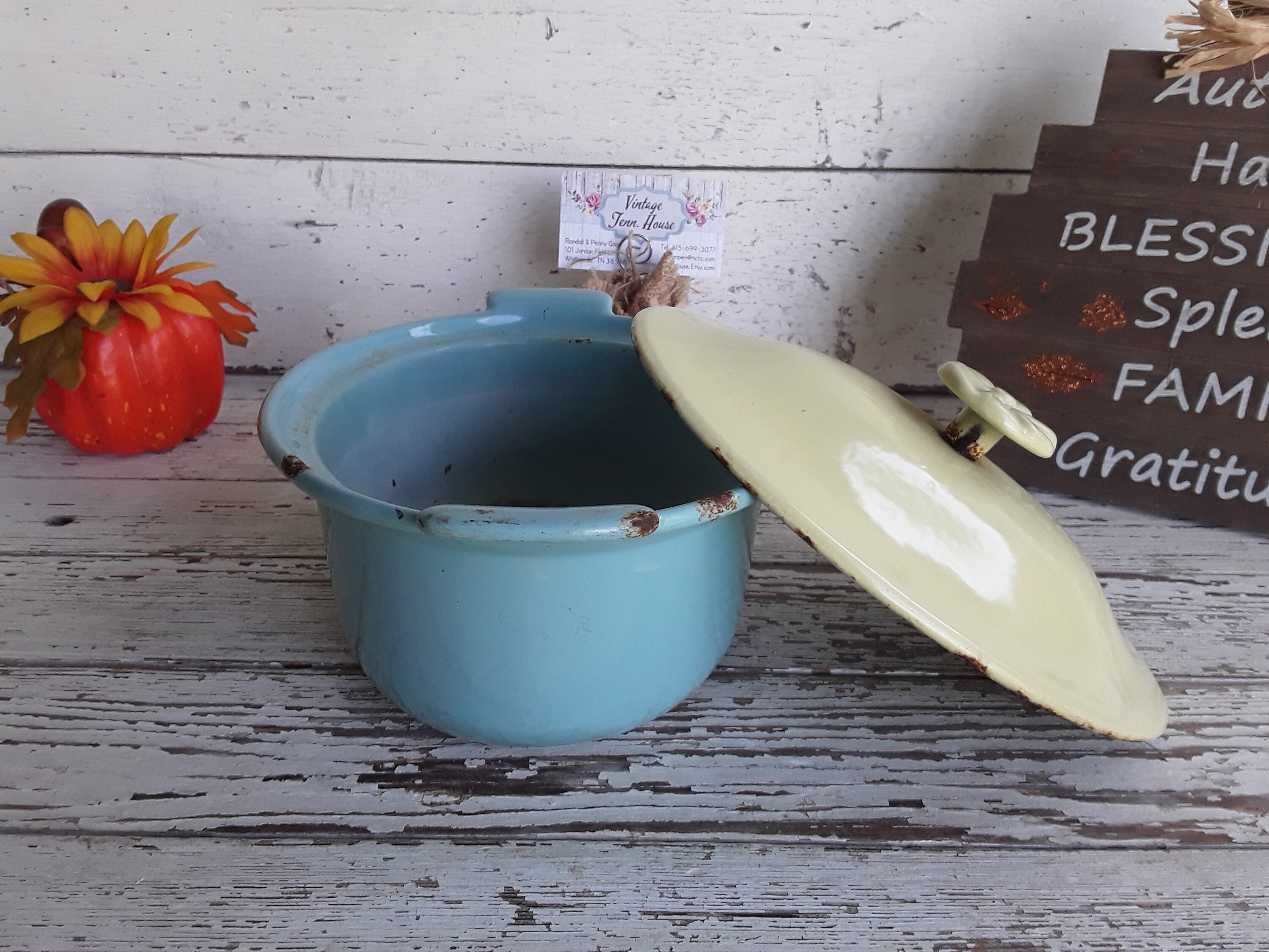 Prizer Ware County Blue With Pale Yellow Lid Enameled Cast - Etsy