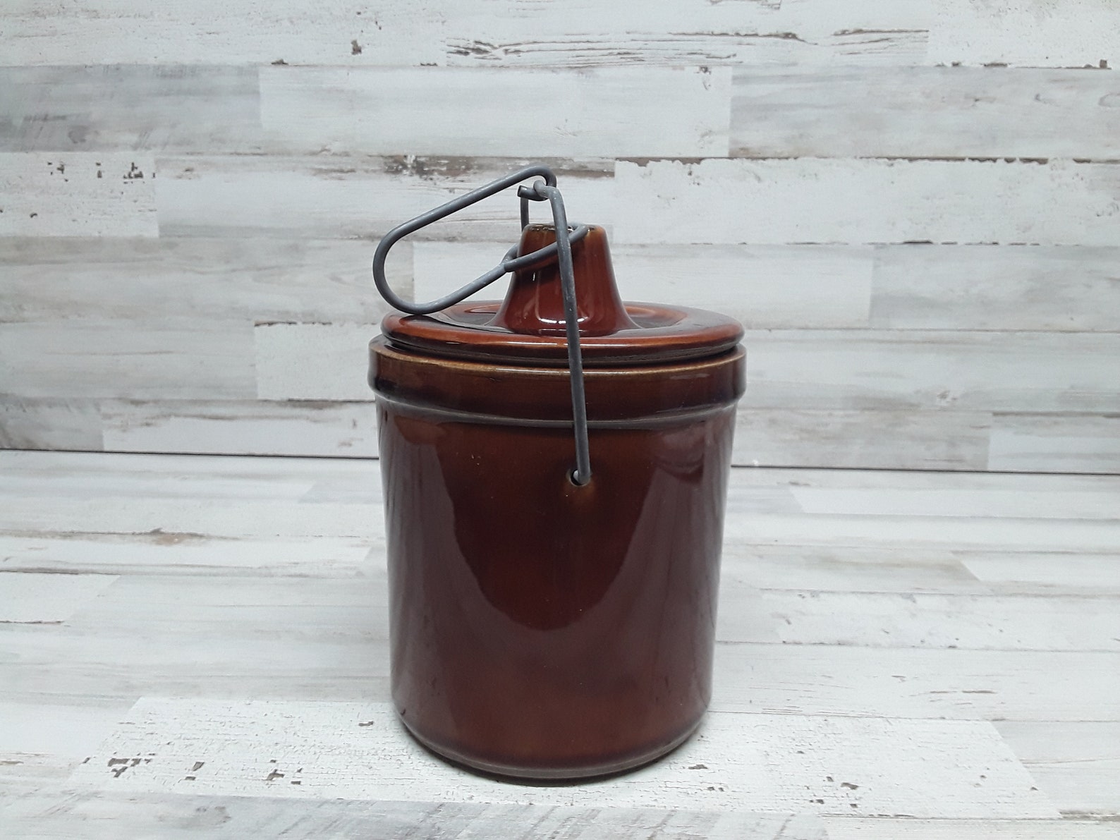 Ironstone Cheese Crock With Wire Clamp Lid / Ironstone Crock / - Etsy