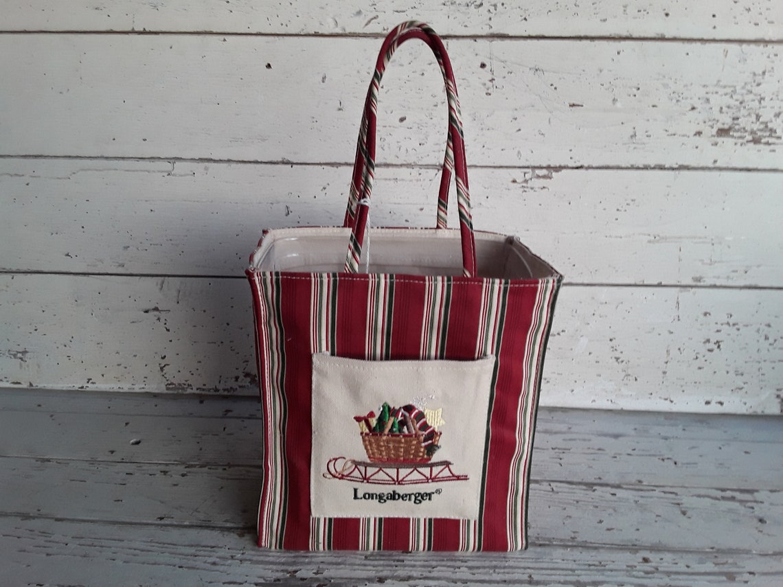 Longaberger Tote Bag Holiday Stripe Muslin Tote or Lunch Bag | Etsy