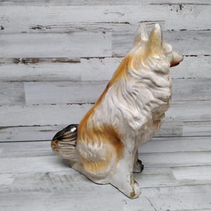 Vintage 1940s Large Chalkware Hand Painted Collie Lazie Dog Figure - Etsy