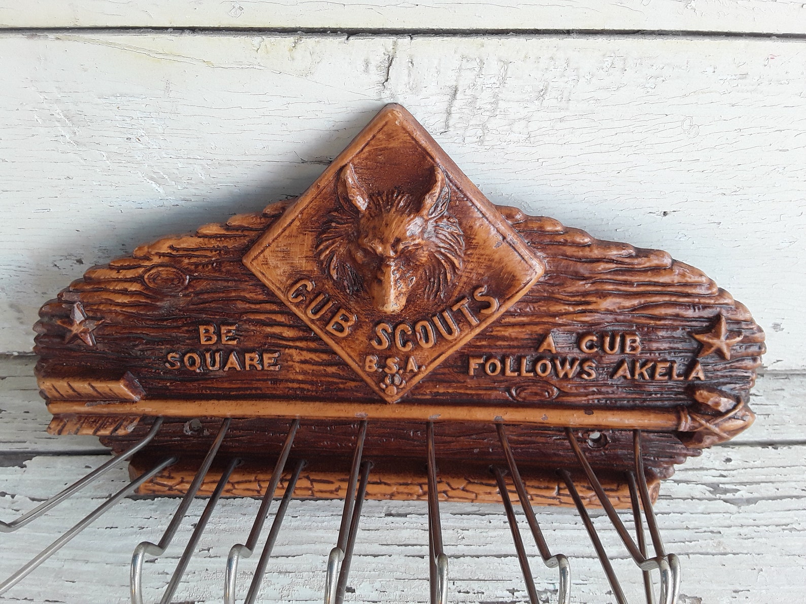 Vintage Cub Scouts of America Tie Rack, Cub Scouts, Hooks, Be Square, A ...