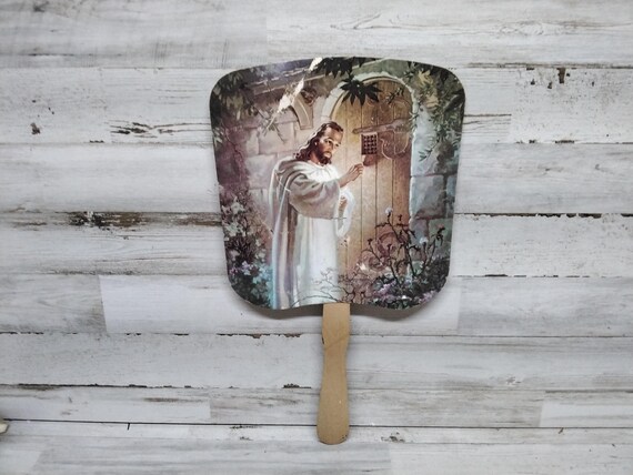 Vintage Advertising Cardboard Fan of Jesus Knocking o… - Gem