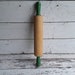 Rustic Rolling Pin Wood, Painted Green Handles Retro Kitchen, Country ...