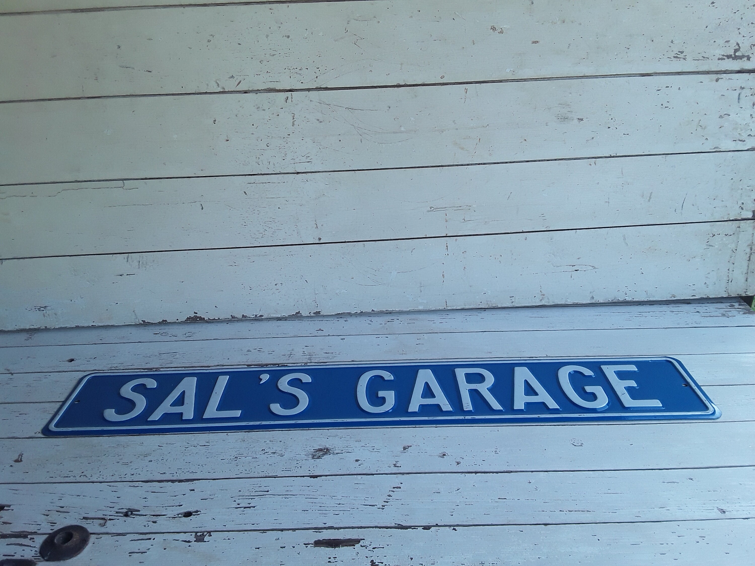 Embossed Sal's Garage Industrial Embossed Sign 36 | Etsy