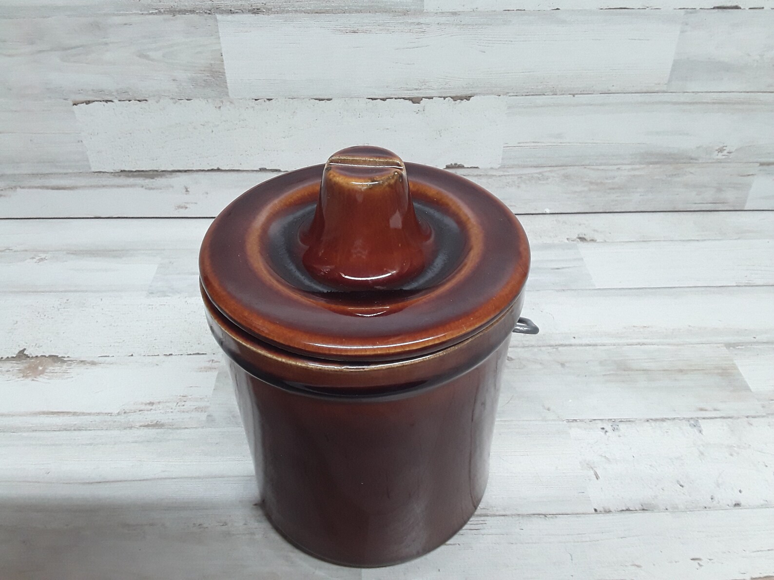 Ironstone Cheese Crock With Wire Clamp Lid / Ironstone Crock / - Etsy