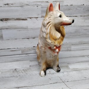 Vintage 1940s Large Chalkware Hand Painted Collie Lazie Dog Figure - Etsy