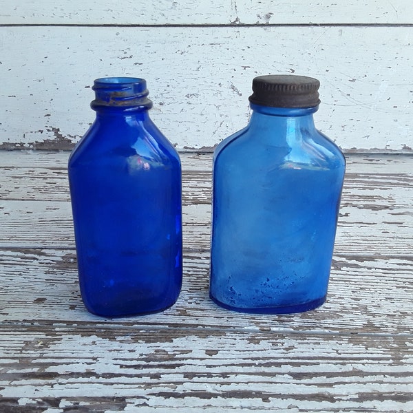 Vintage Milk of Magnesia Blue Glass Bottle - Etsy