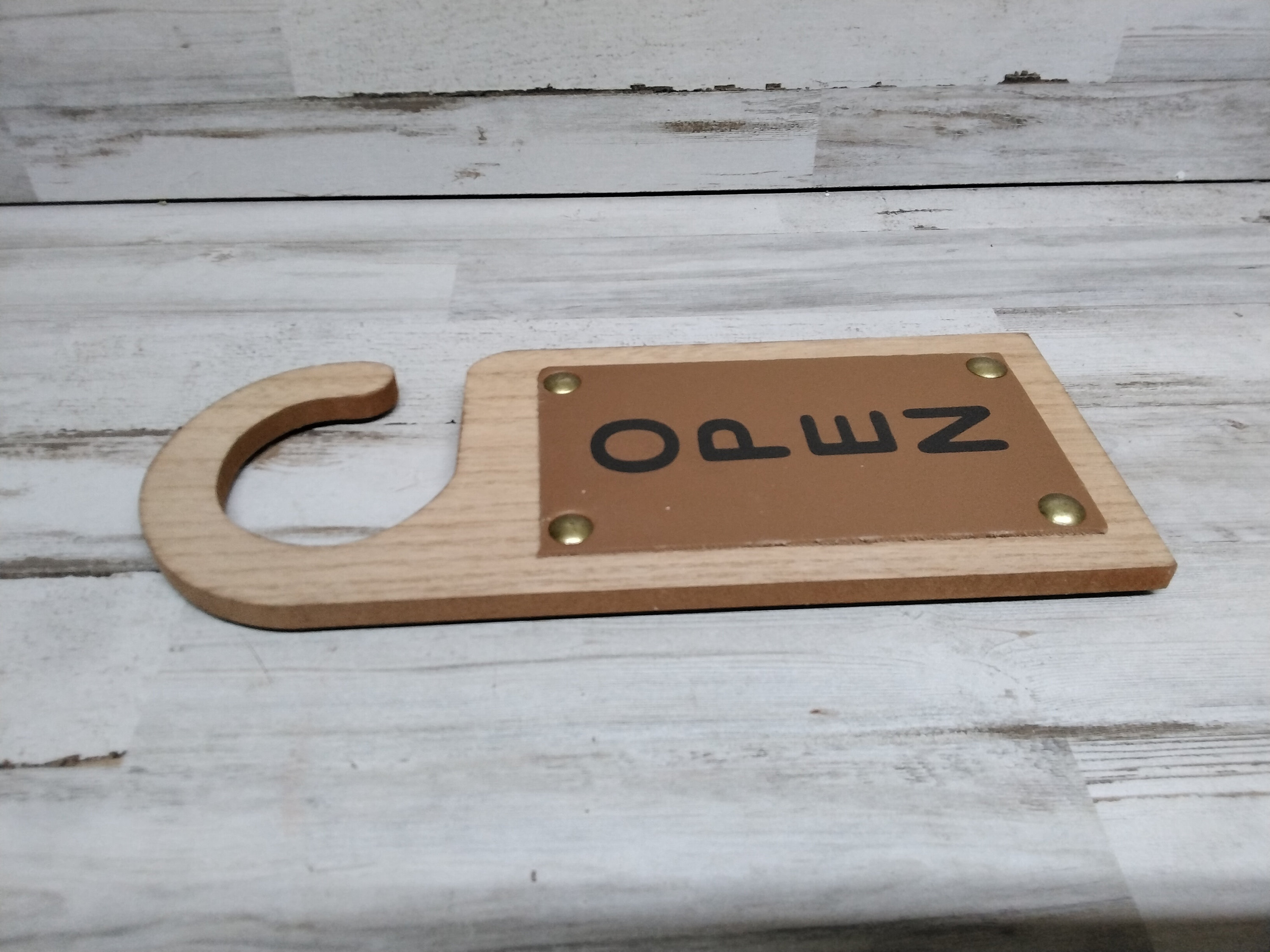 Open / Closed Wood With Leather Door Hanger / Open Sign / Close Sign - Etsy
