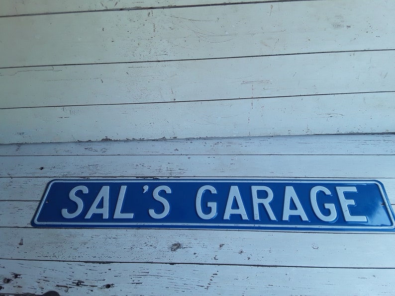 Embossed Sal's Garage Industrial Embossed Sign 36 - Etsy