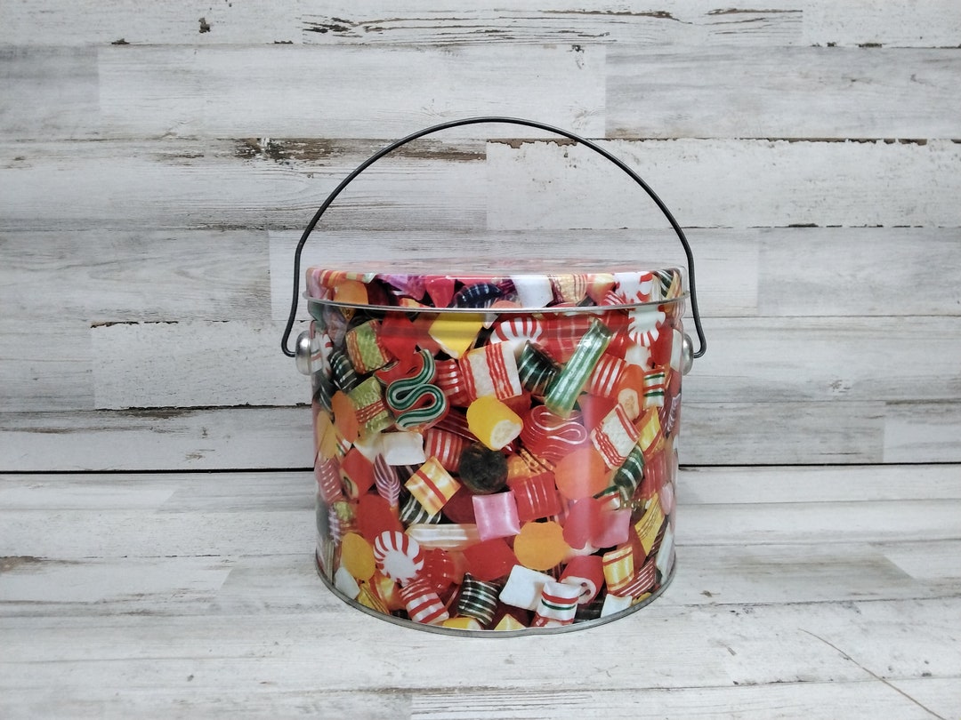 Vintage Ribbon Hard Candy Pail / Vintage Candy Tin / Vintage Tins - Etsy