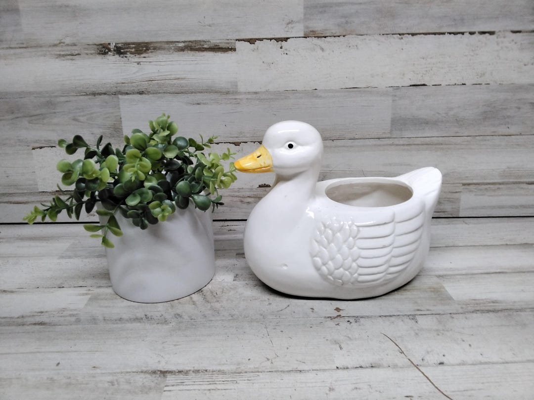 Vintage Ceramic Duck Planter / Vintage Duck Decor / Vintage Duck ...