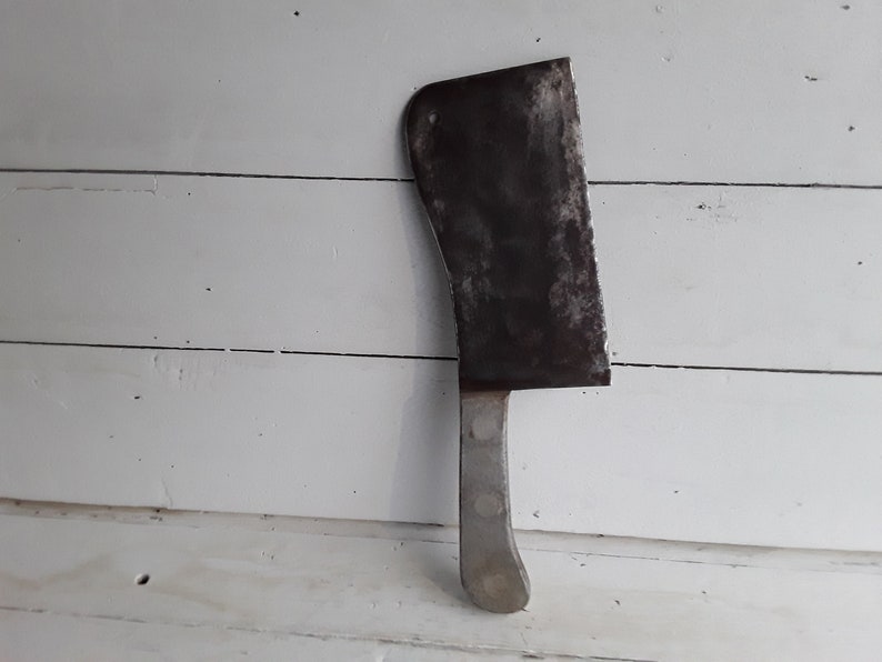 Vintage Meat Cleaver Aluminum Handle Butcher Knife | Etsy