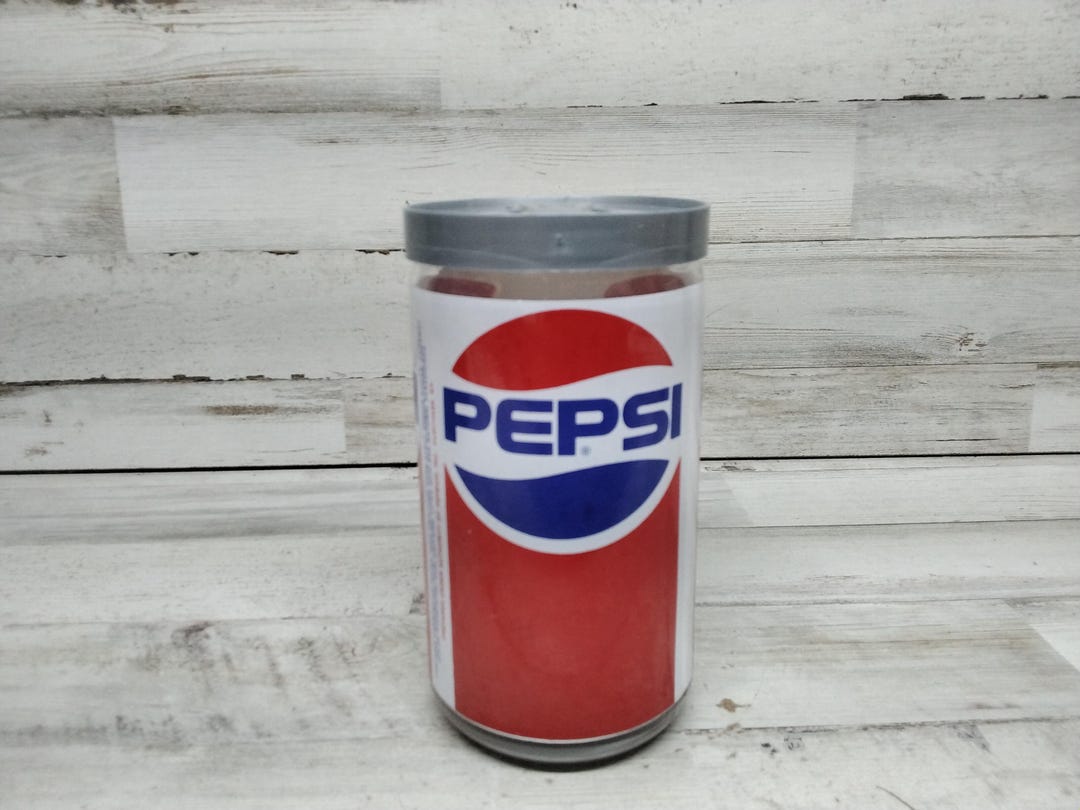 Vintage Pepsi Cola Branded Glass With Plastic Pop Lid ~12 Fluid Ounces ...