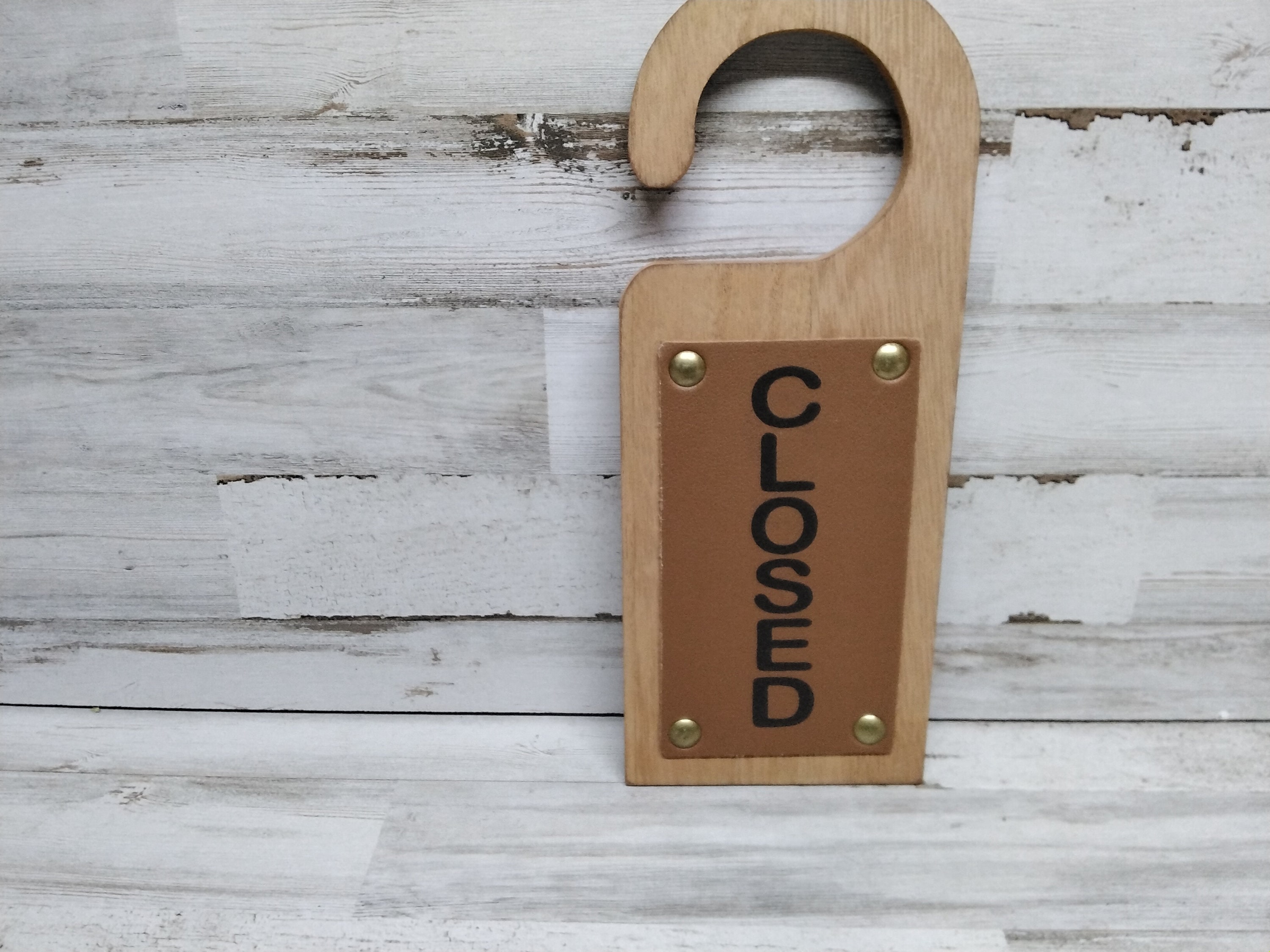 Open / Closed Wood With Leather Door Hanger / Open Sign / Close Sign - Etsy