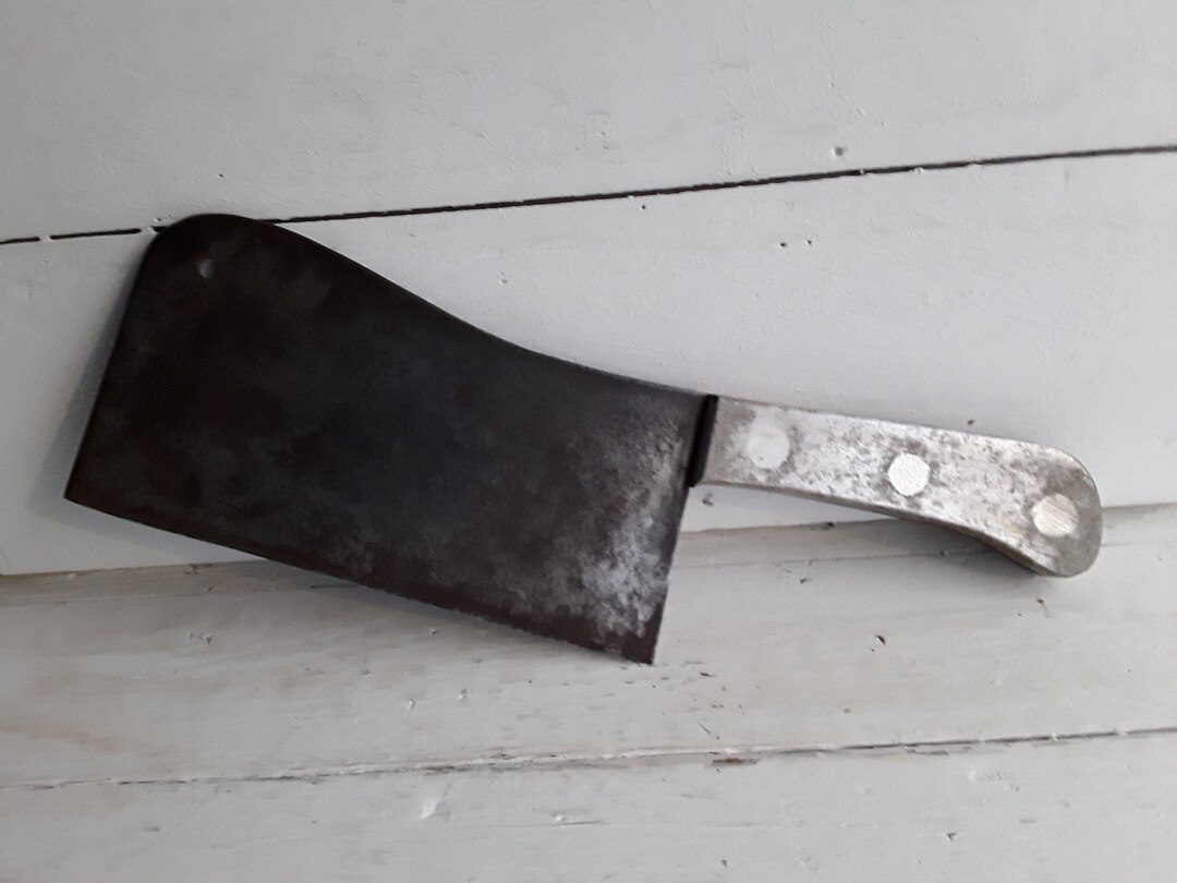 Vintage Meat Cleaver Aluminum Handle Butcher Knife - Etsy