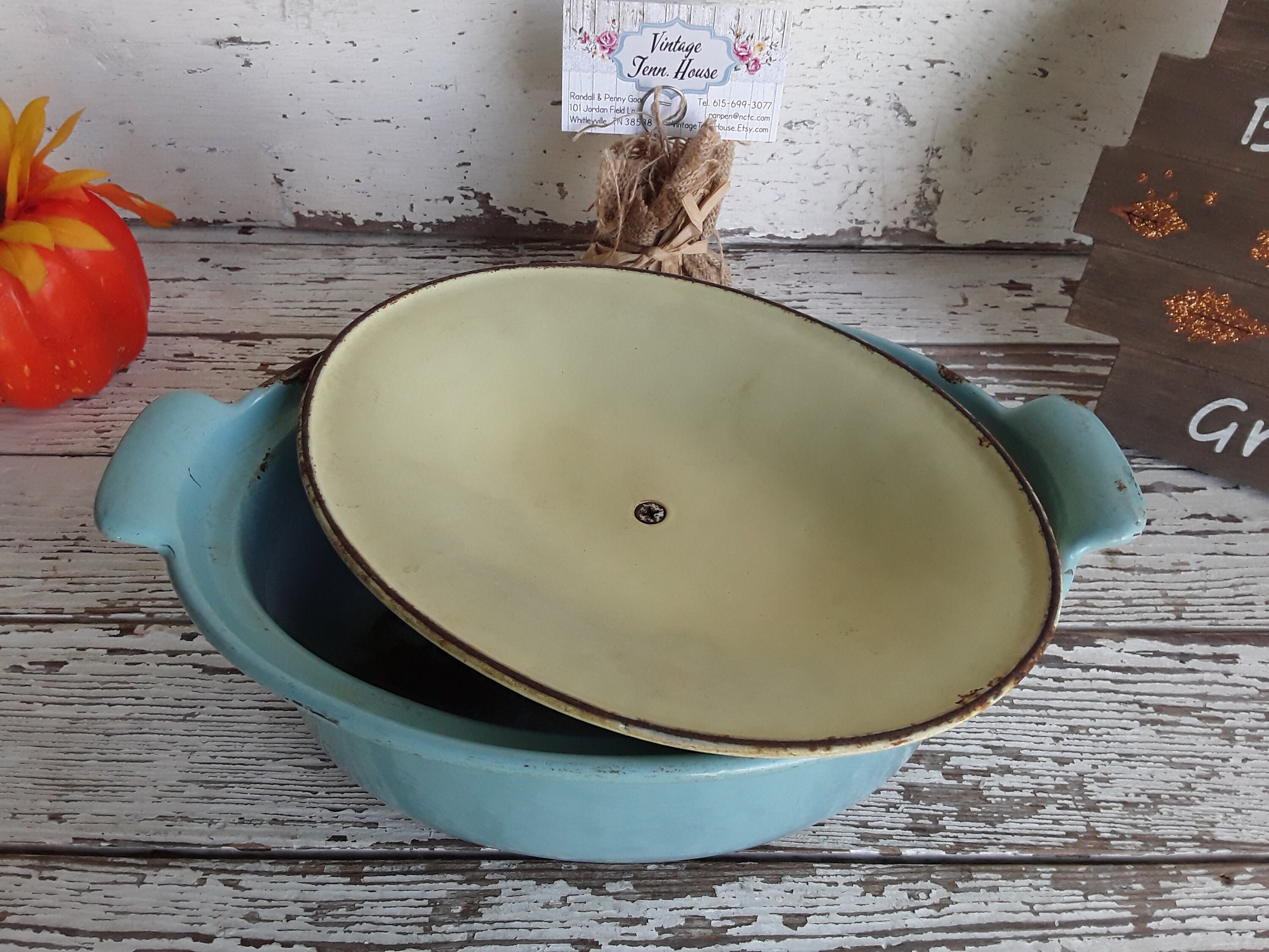 Prizer Ware County Blue With Pale Yellow Lid Enameled Cast - Etsy