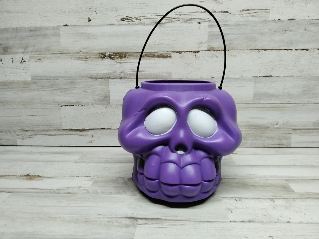 Vintage Halloween Candy Bucket / Purple Skull Halloween Bucket ...