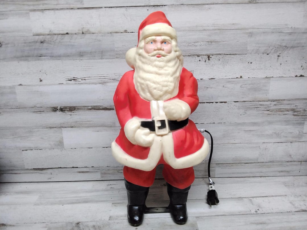 Vintage Santa 1950s Lighted Blow Mold Plastic Santa Claus Holiday Mid ...