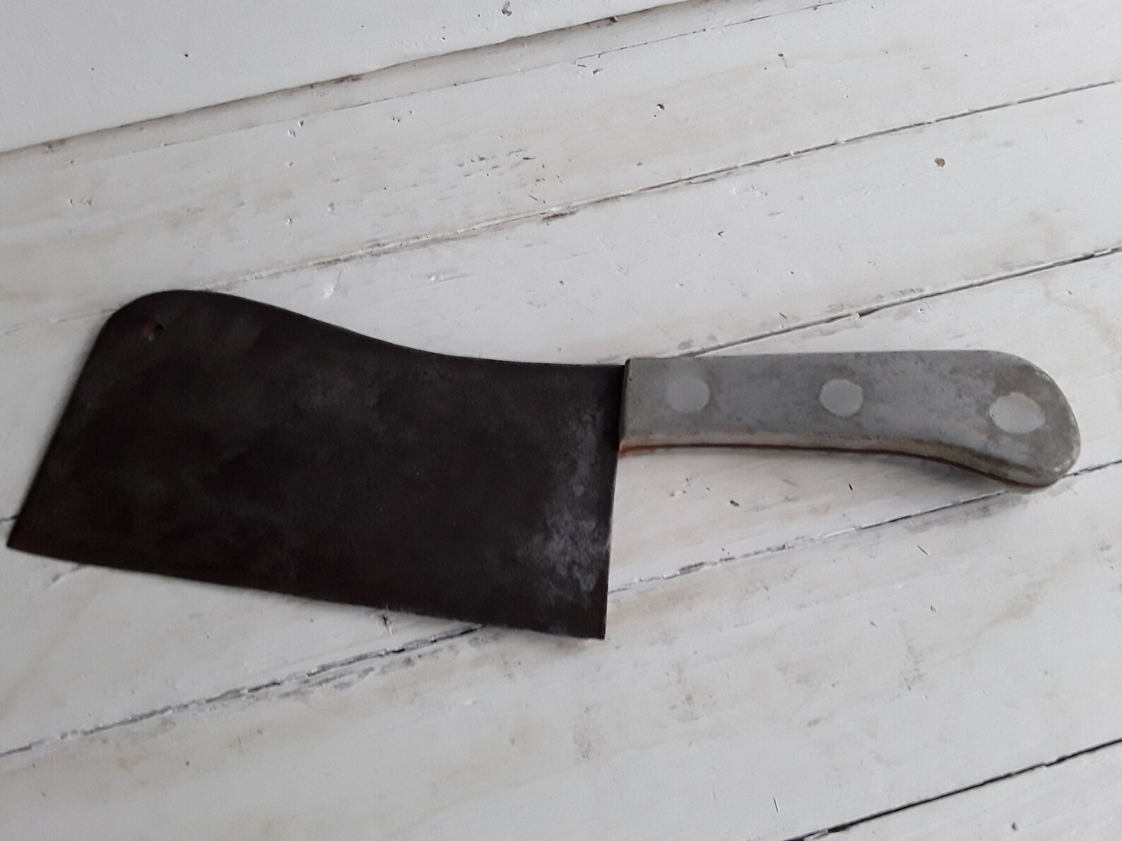 Vintage Meat Cleaver Aluminum Handle Butcher Knife | Etsy