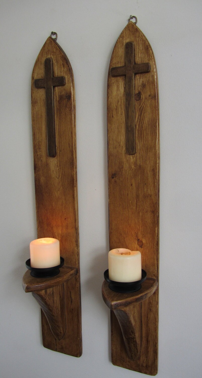 Pair of 70 Cm Gothic / Church Style Wall Sconce Candle Holders With ...