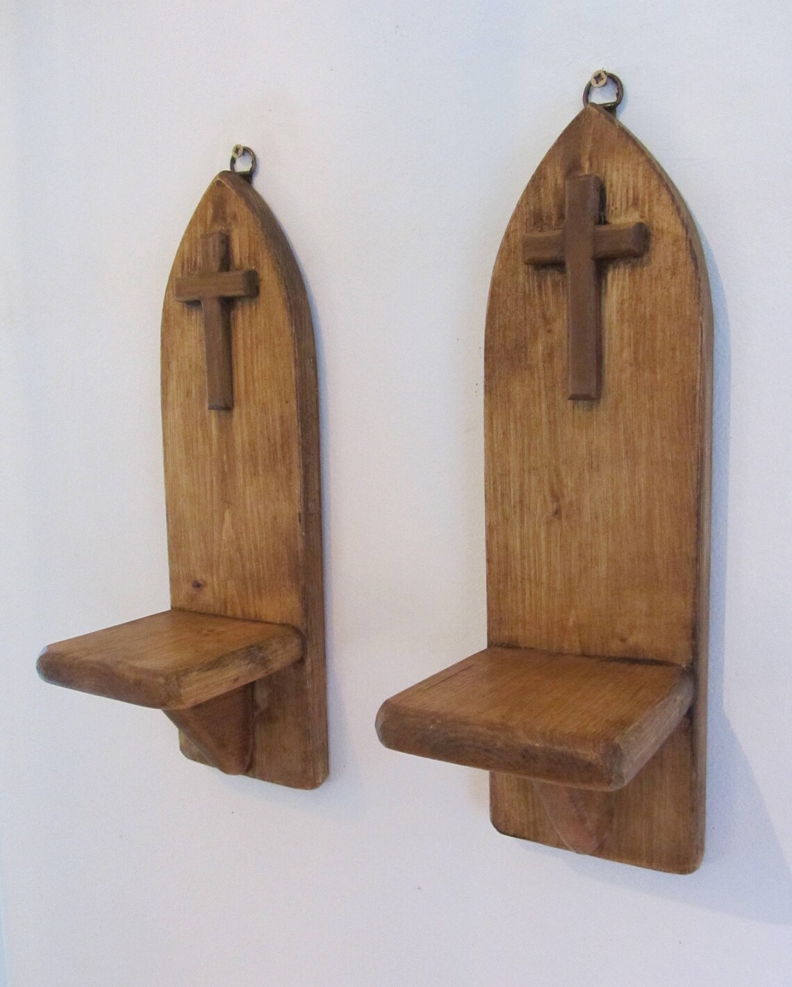 Pair of Church / Catholic Style Wall Sconce Led Candle Holders With ...