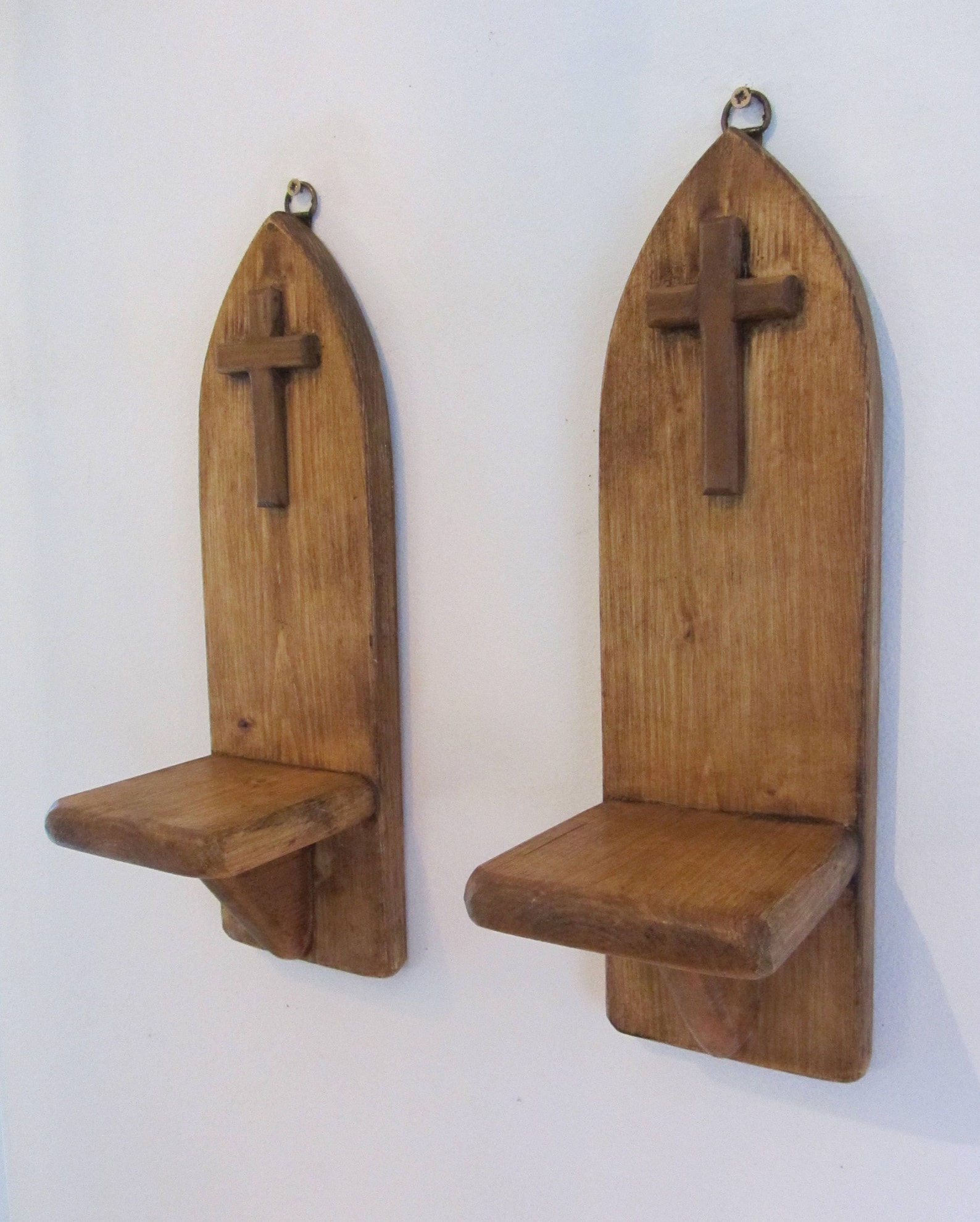 Pair of Church / Catholic Style Wall Sconce Led Candle Holders With ...
