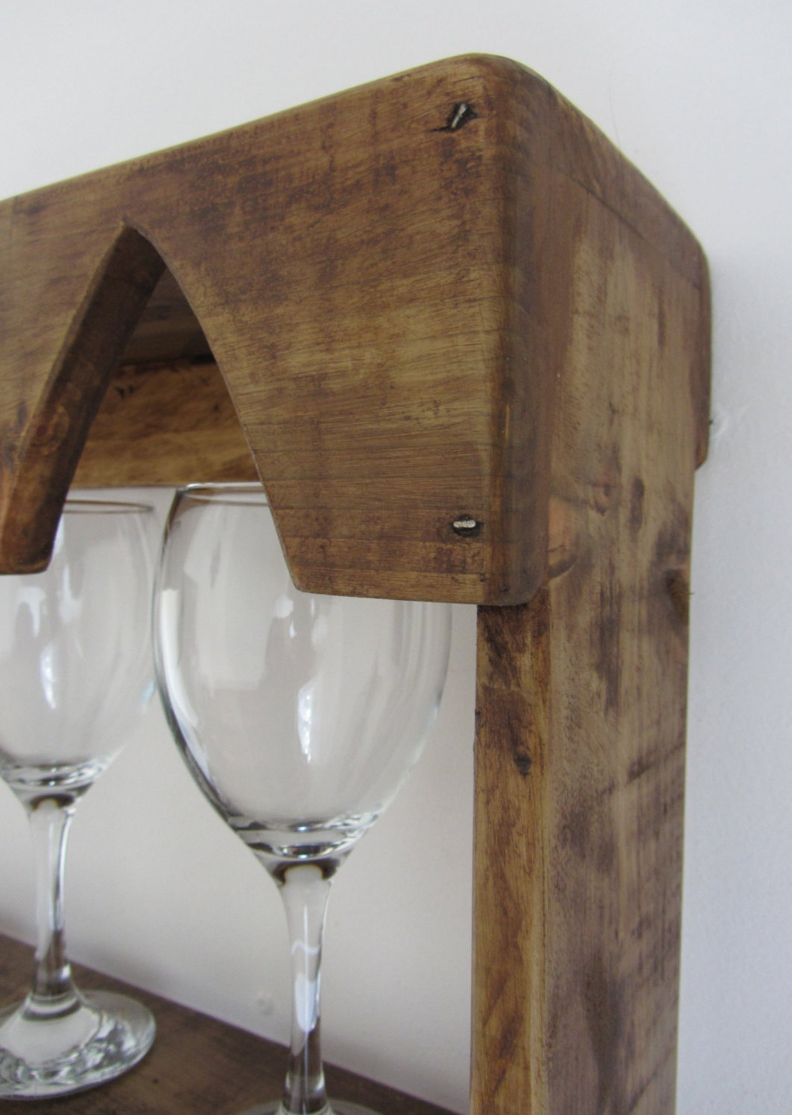 Gothic Style Reclaimed Wood 6 Bottle Wine Rack With Wine Glass | Etsy