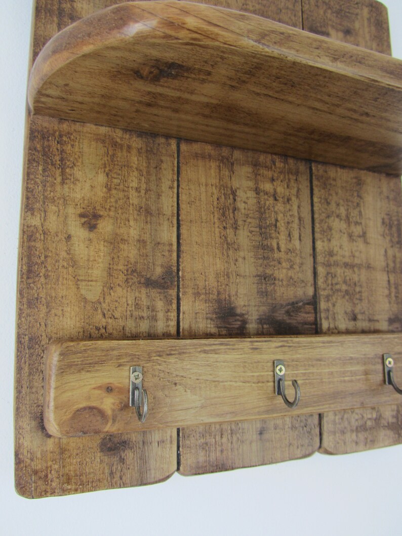 Rustic Reclaimed Wood 3 Hook Key Holder With Shelf - Etsy