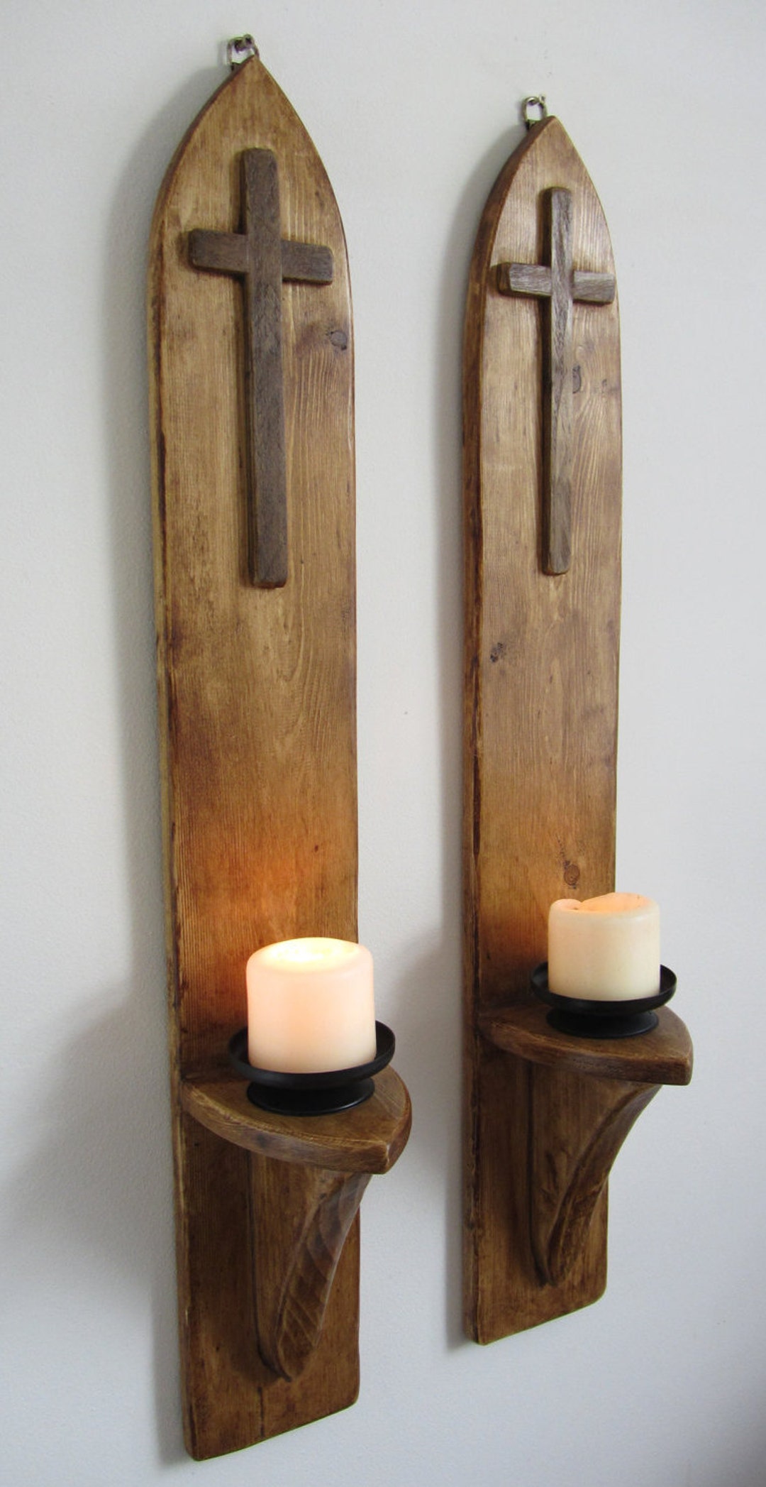 Pair of 70 Cm Gothic / Church Style Wall Sconce Candle Holders With ...