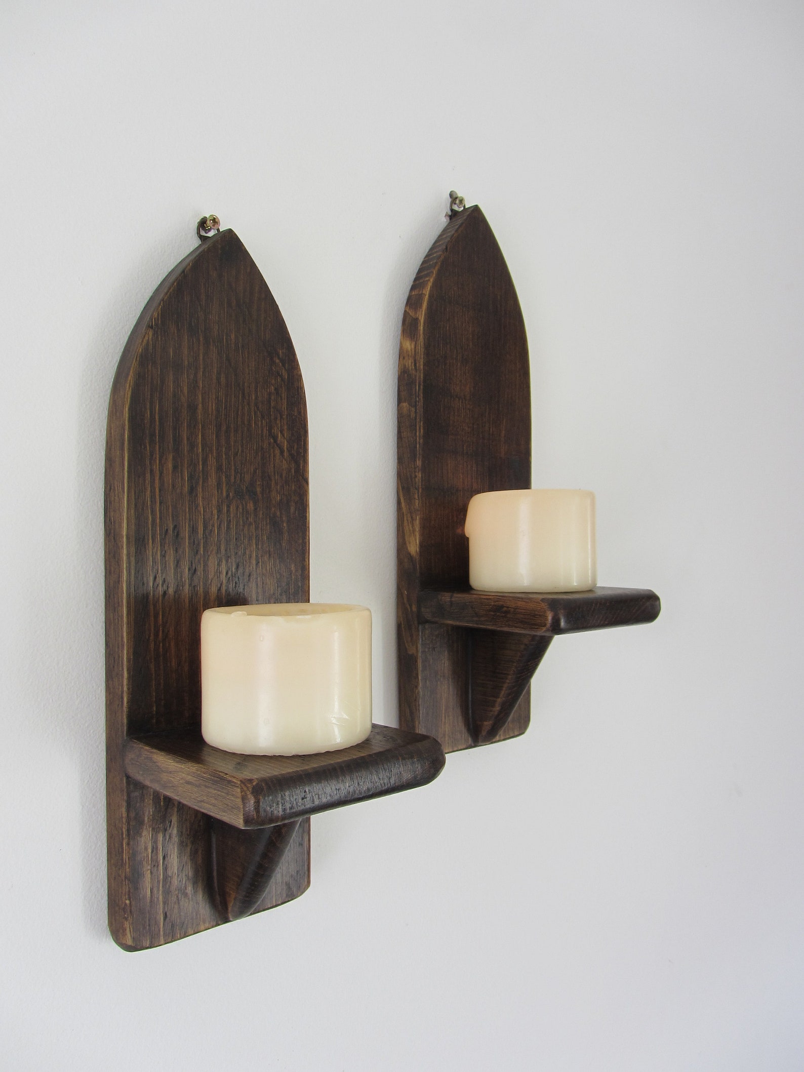 Pair of Church / Gothic Style Wall Sconce Led Candle Holders Jacobean ...