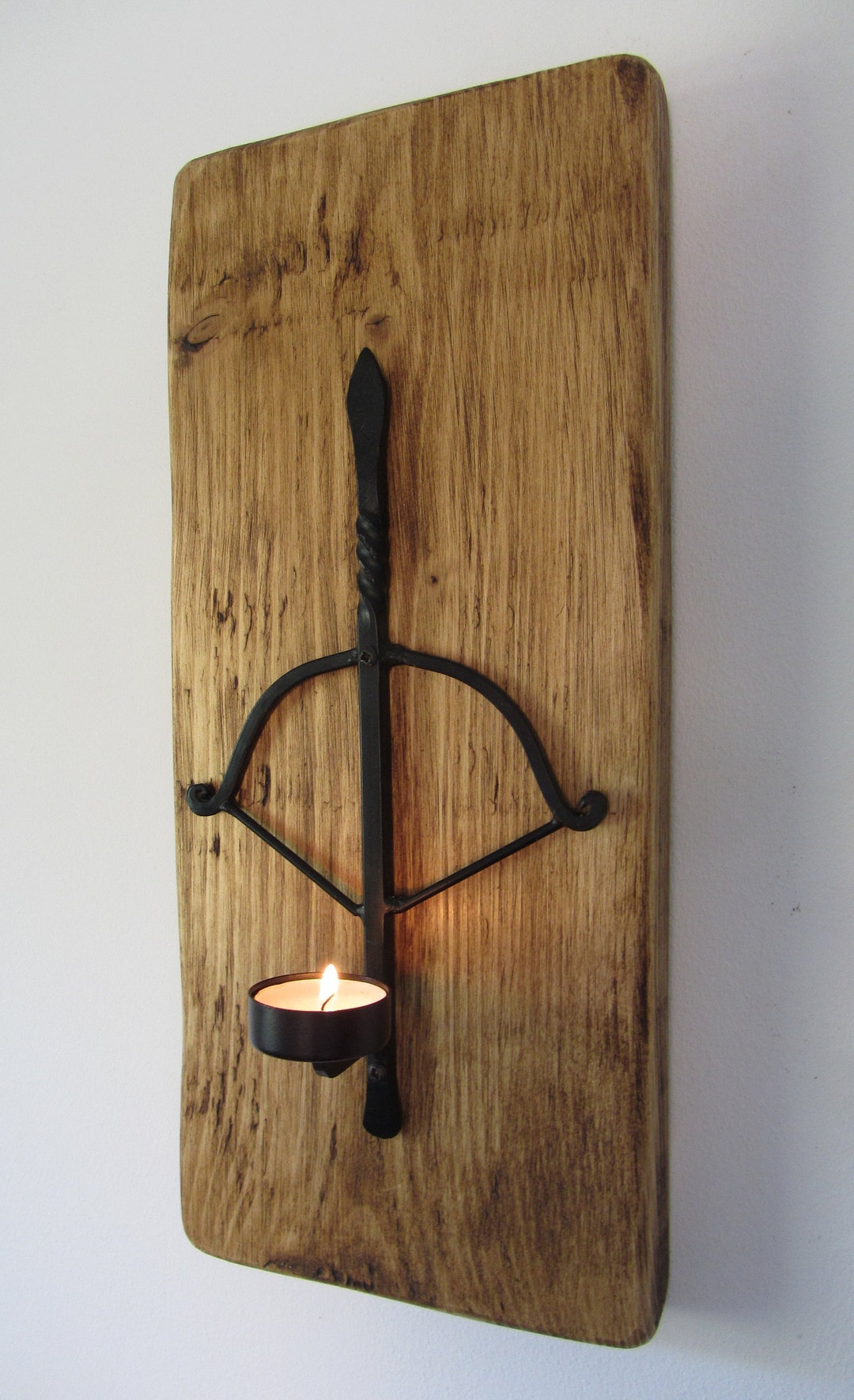 40cm Reclaimed Plank Wood Crossbow Wall Sconce Candle Holder - Etsy UK