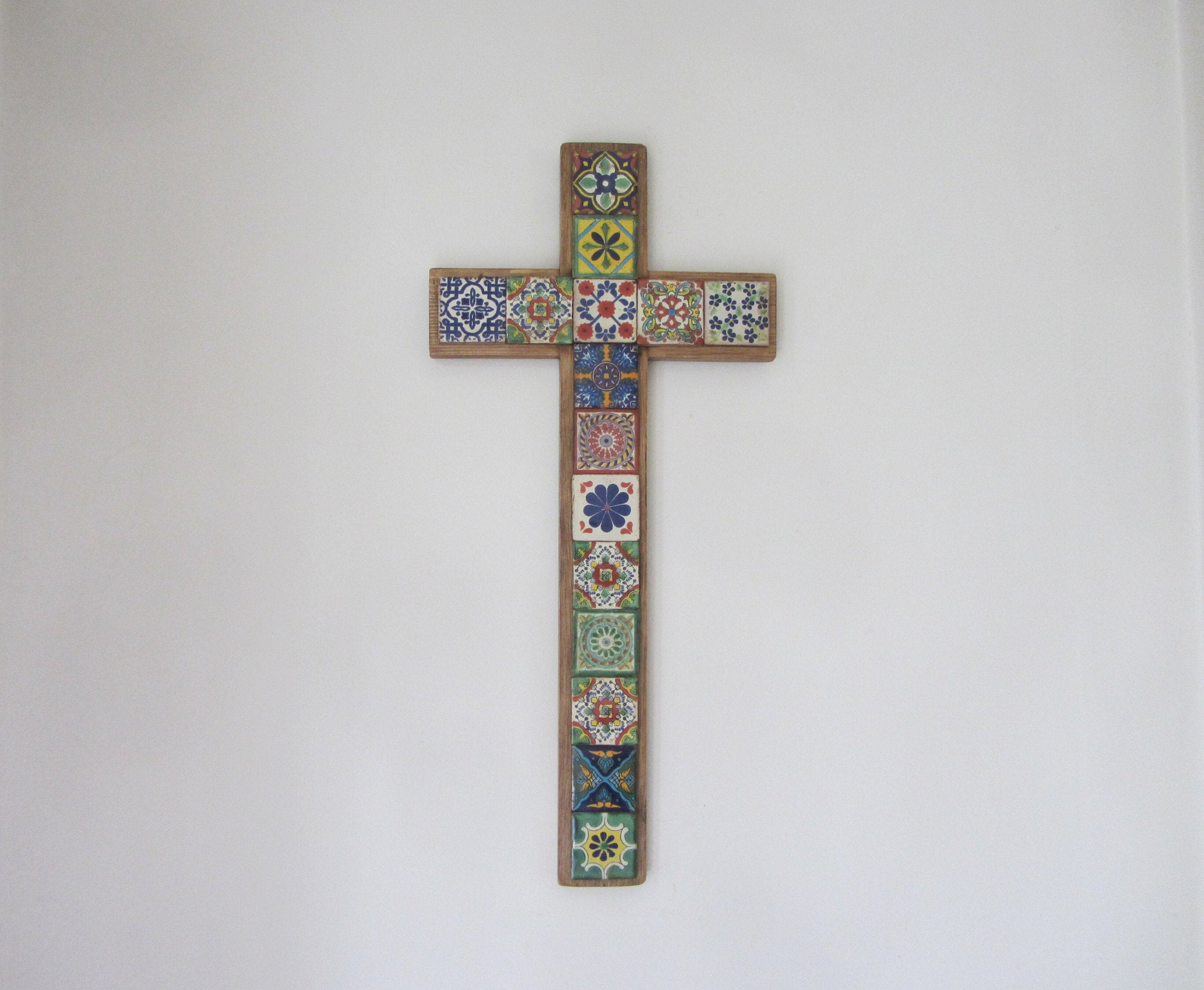 Large Mexican Talavera cross wall hanging hand painted | Etsy