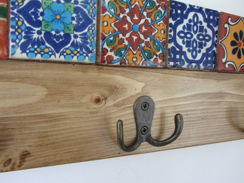 Mexican Theme Reclaimed Wood Coat Hooks / Robe Hooks / Key Hooks Iron ...