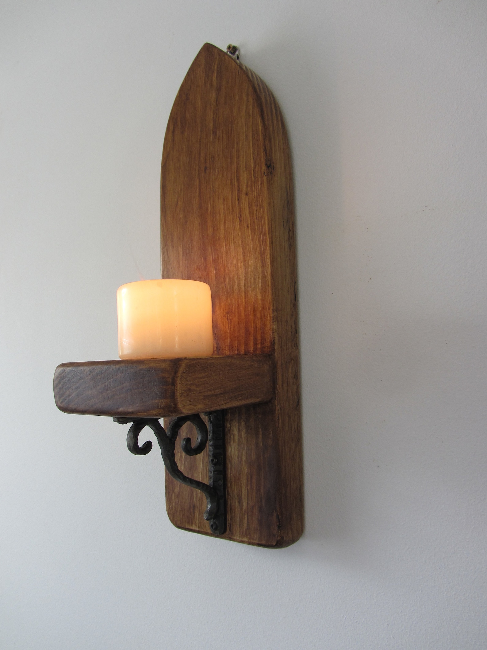 Pair of Gothic Arch Church Style Reclaimed Plank Wood Wall Sconce's ...