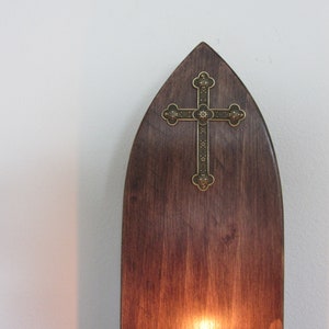 Pair of Gothic / Church Style Plank Wood Wall Sconce's Candle Holders ...