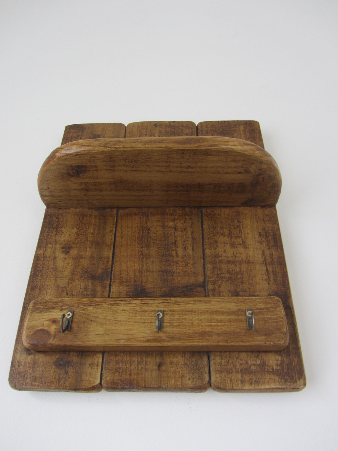 Rustic Reclaimed Wood 3 Hook Key Holder With Shelf - Etsy