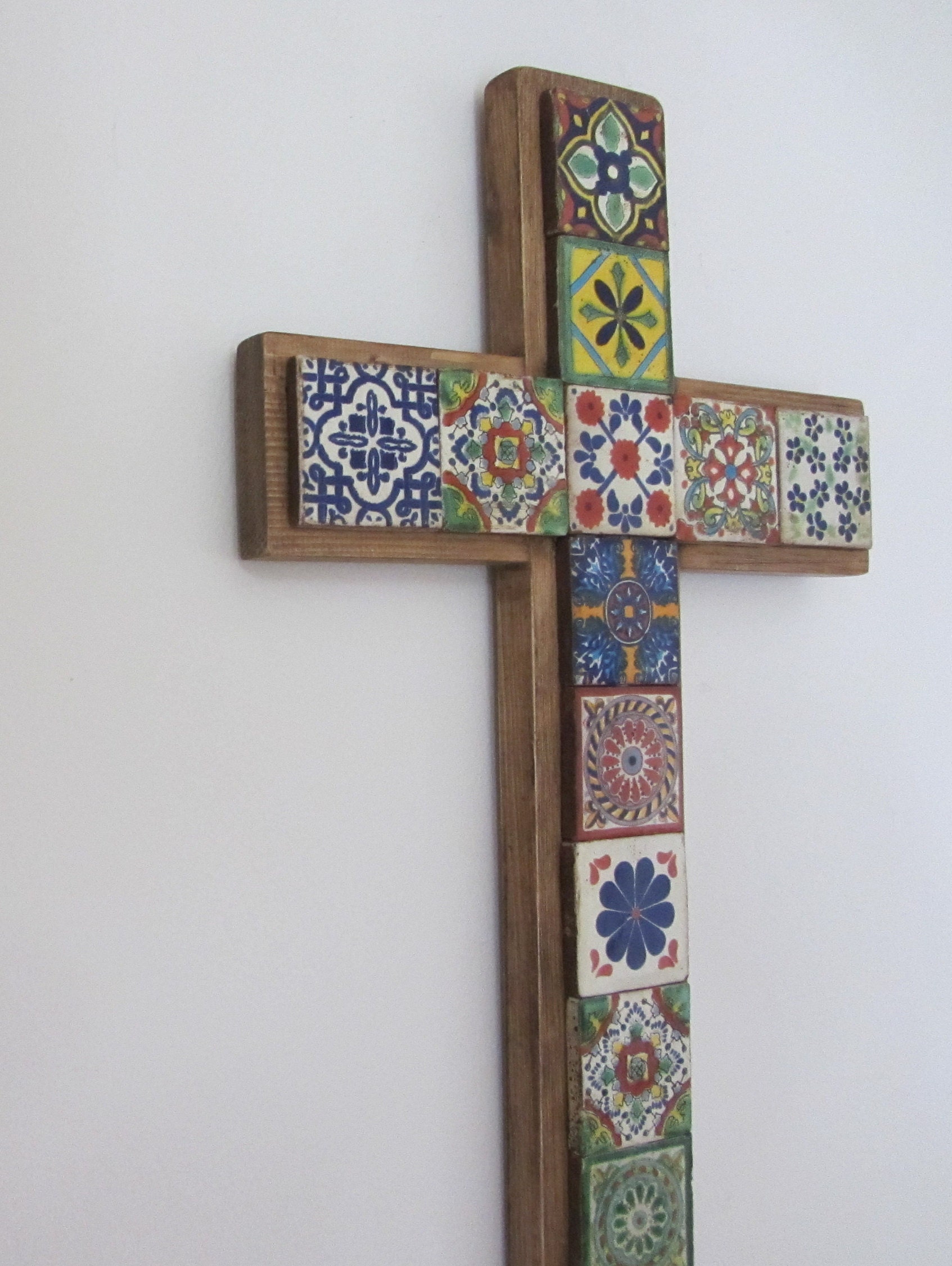 Large Mexican Talavera Cross Wall Hanging Hand Painted - Etsy