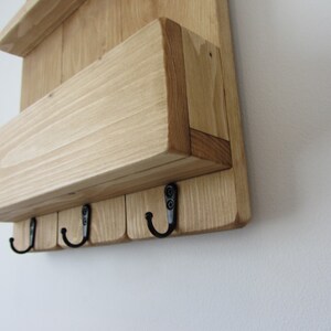 Reclaimed Wood Kitchen Organizer 3 Hook Key Holder With Shelf , Letter ...