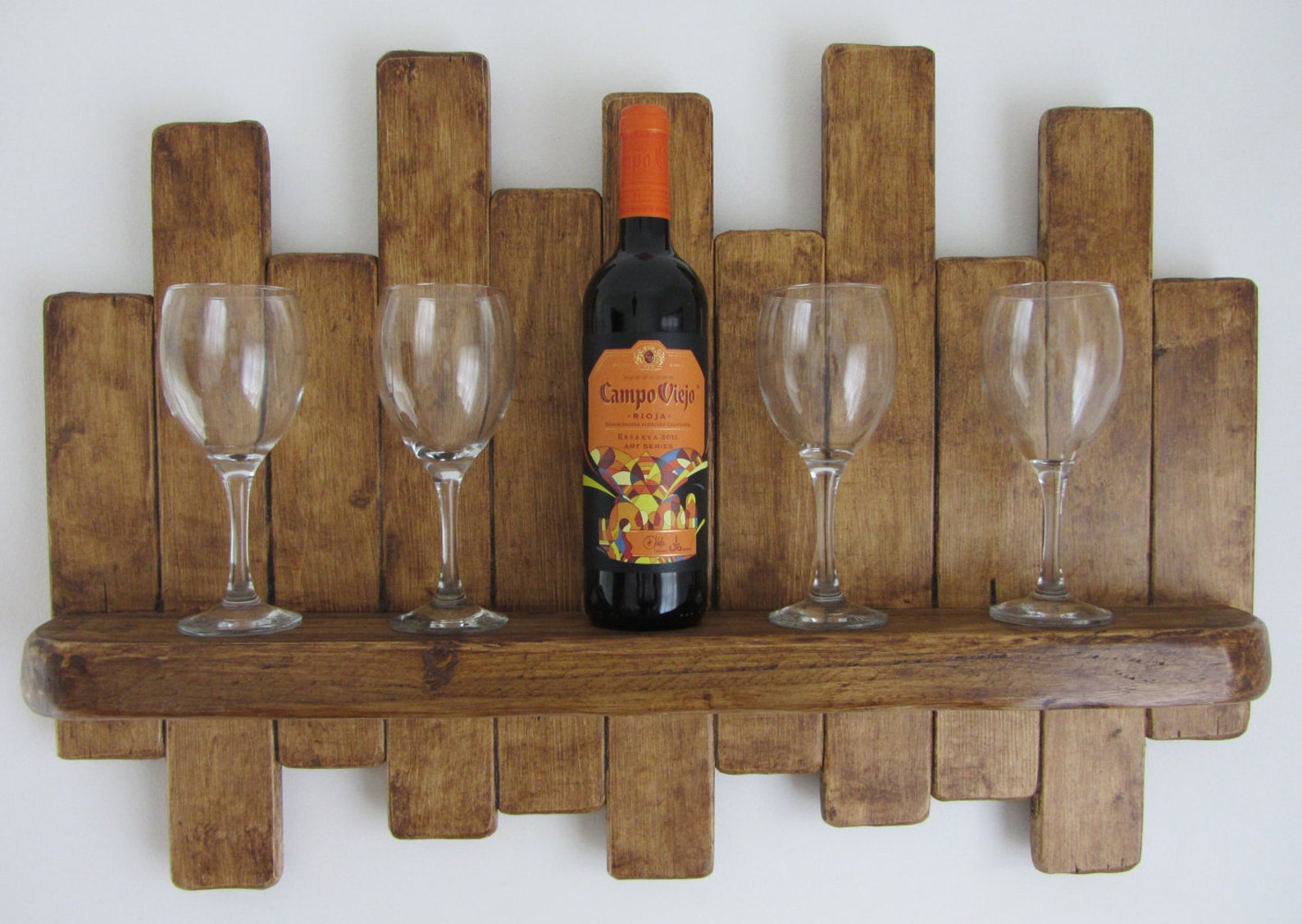 Large 77cm Reclaimed Pallet Wood Floating Shelf / Rack / Led Candle ...
