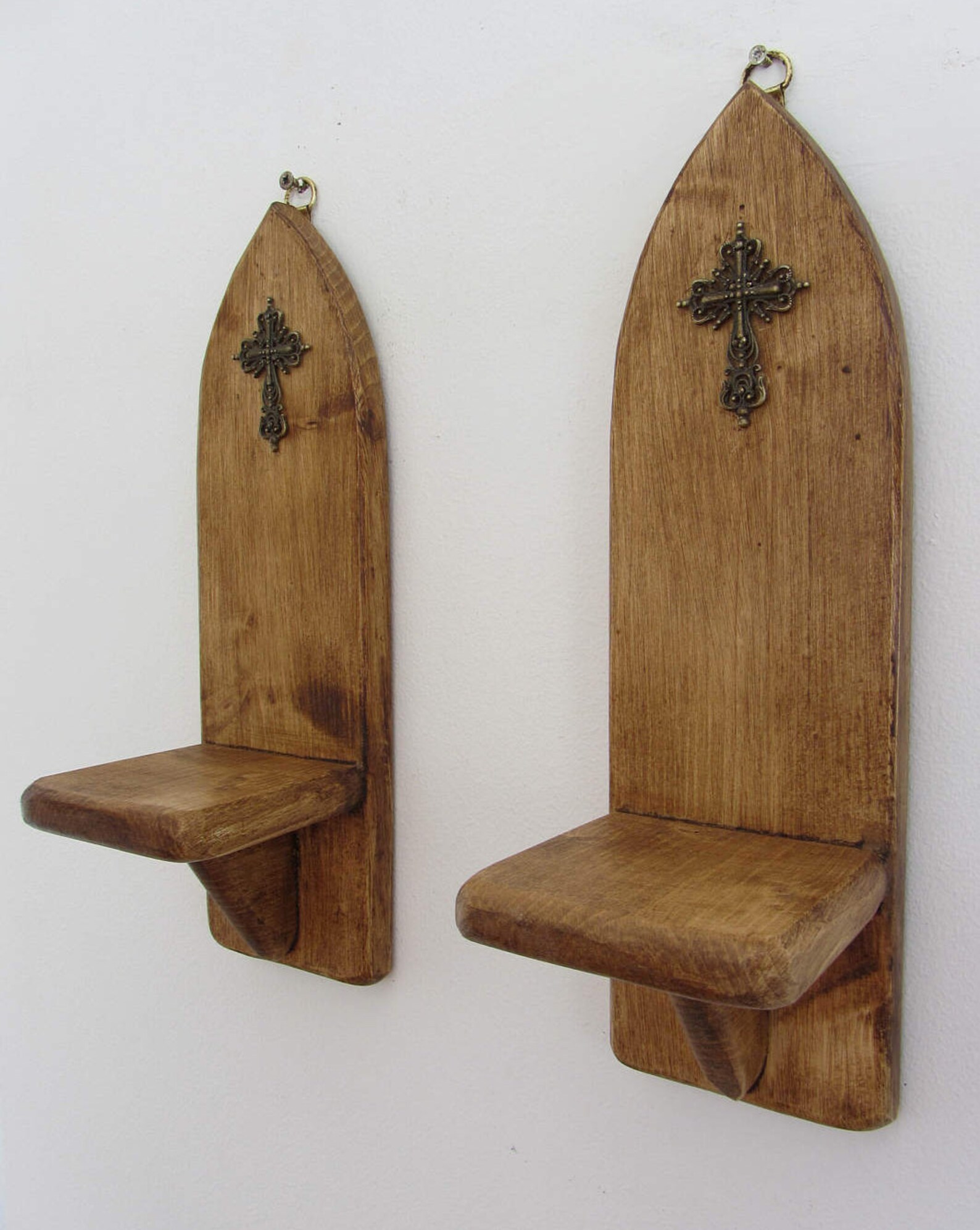 Pair of Church / Gothic Style Wall Sconce Led Candle Holders With ...