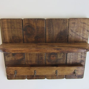 Rustic Reclaimed Wood 4 Hook Key Holder With Shelf 7 Colour Options - Etsy