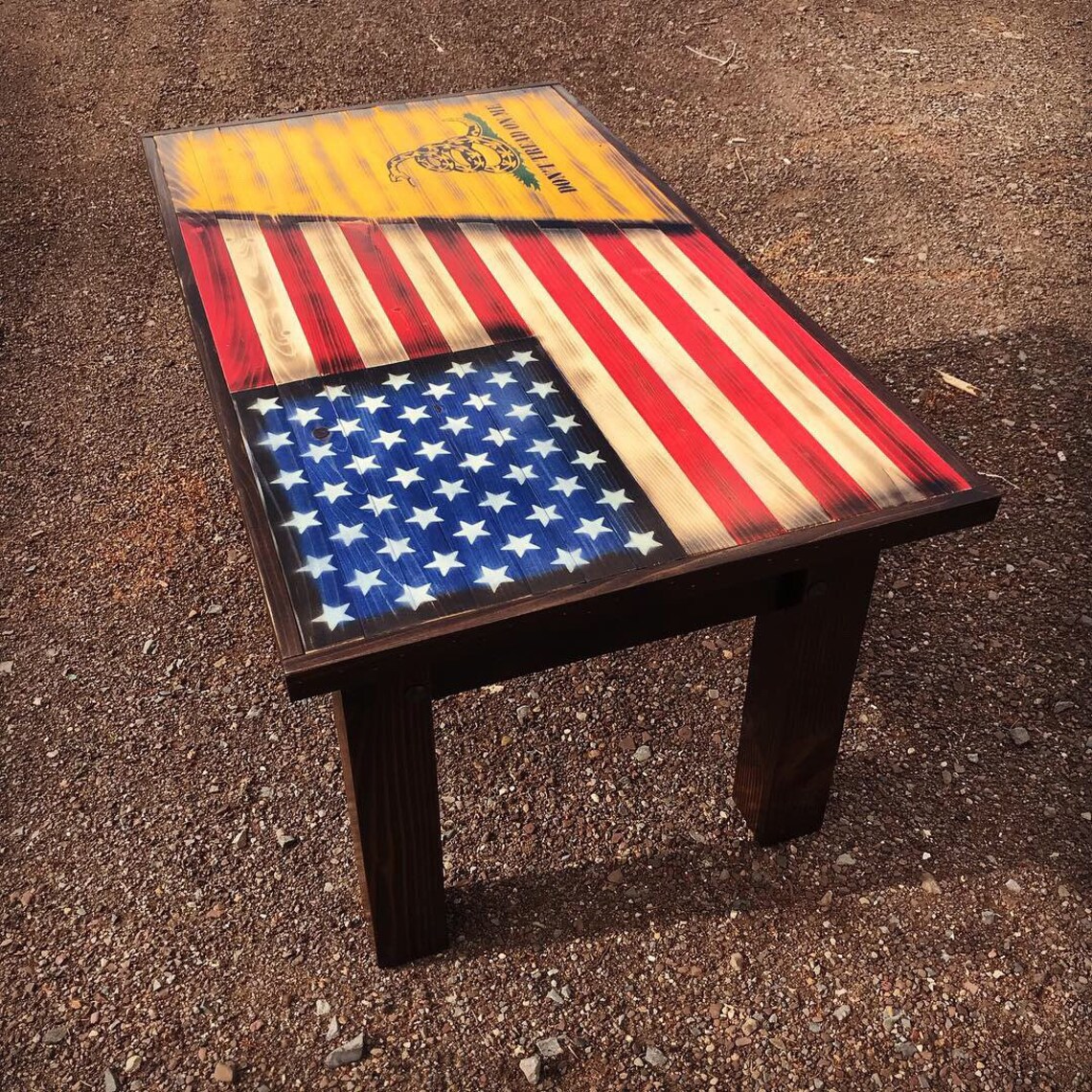 Hidden Gun Storage Coffee Table Rustic American Flag Dont | Etsy