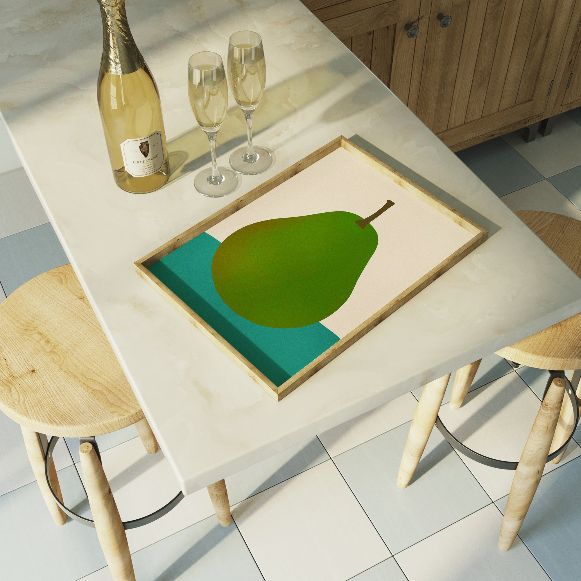 Pear Art, Mid Century Modern Wall Art, Retro Kitchen Decor, Retro Fruit ...
