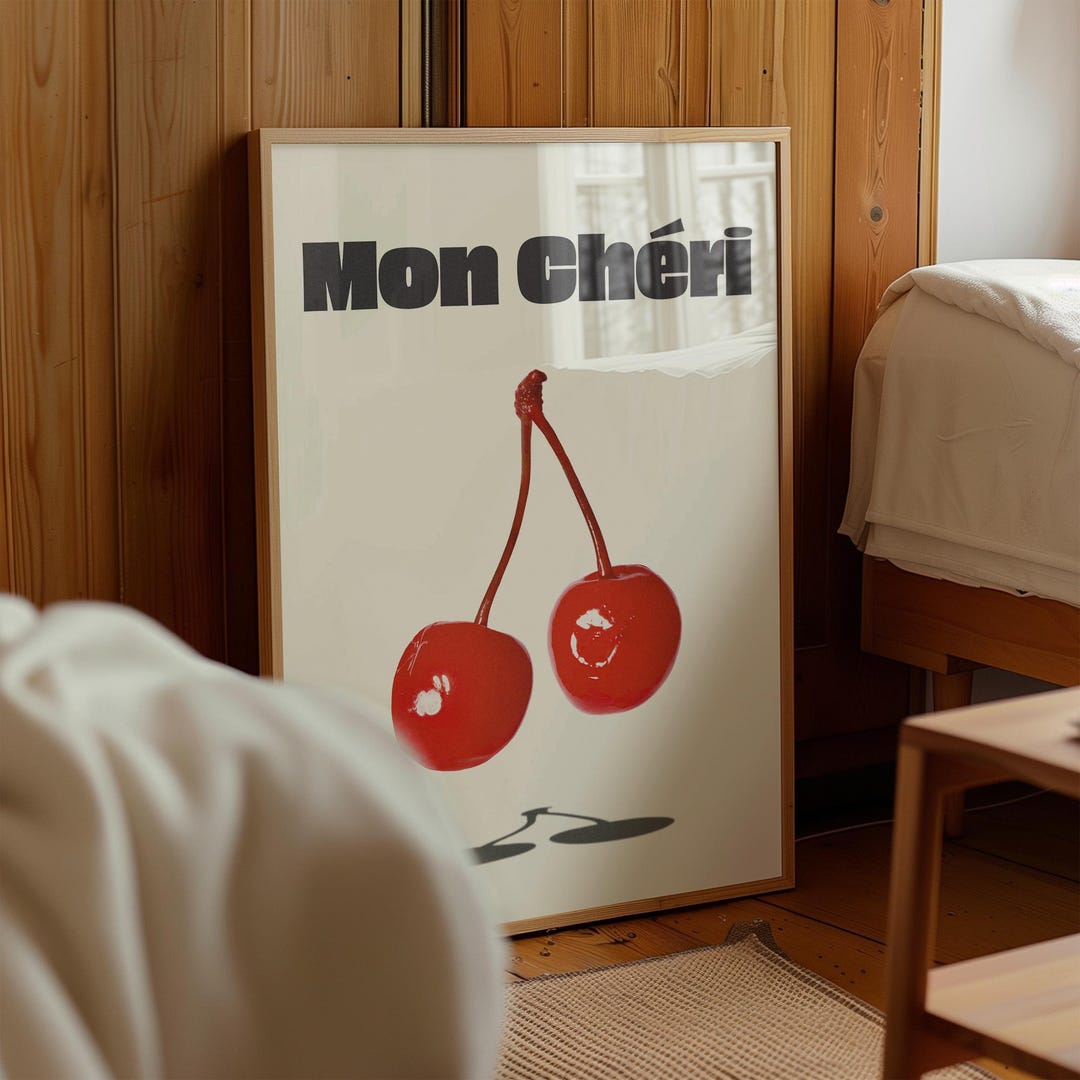 Mon Cheri Art Print, Mon Cheri Wall Art, Mon Cheri Print, Cherries Wall ...