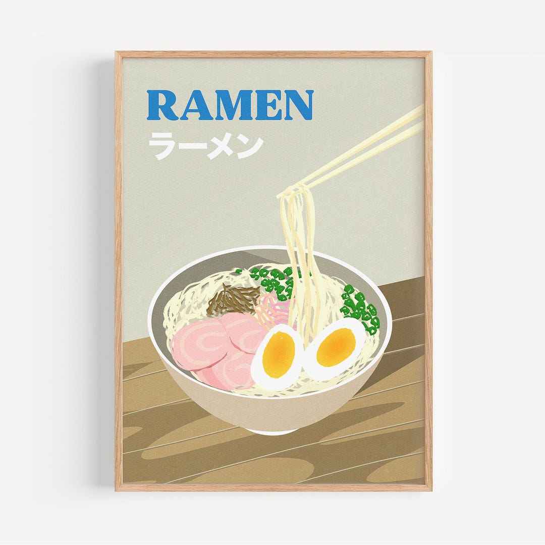 Ramen Wall Art, Ramen Noodles Poster, Hand Drawn Ramen Print, Japanese ...